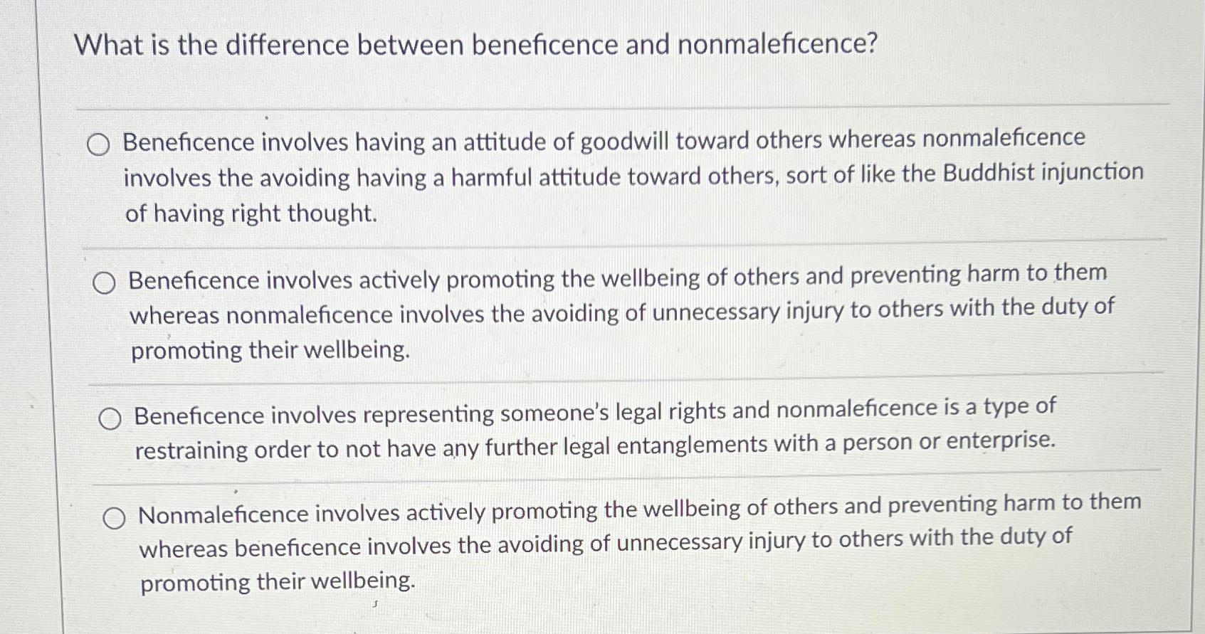 Solved What is the difference between beneficence and | Chegg.com