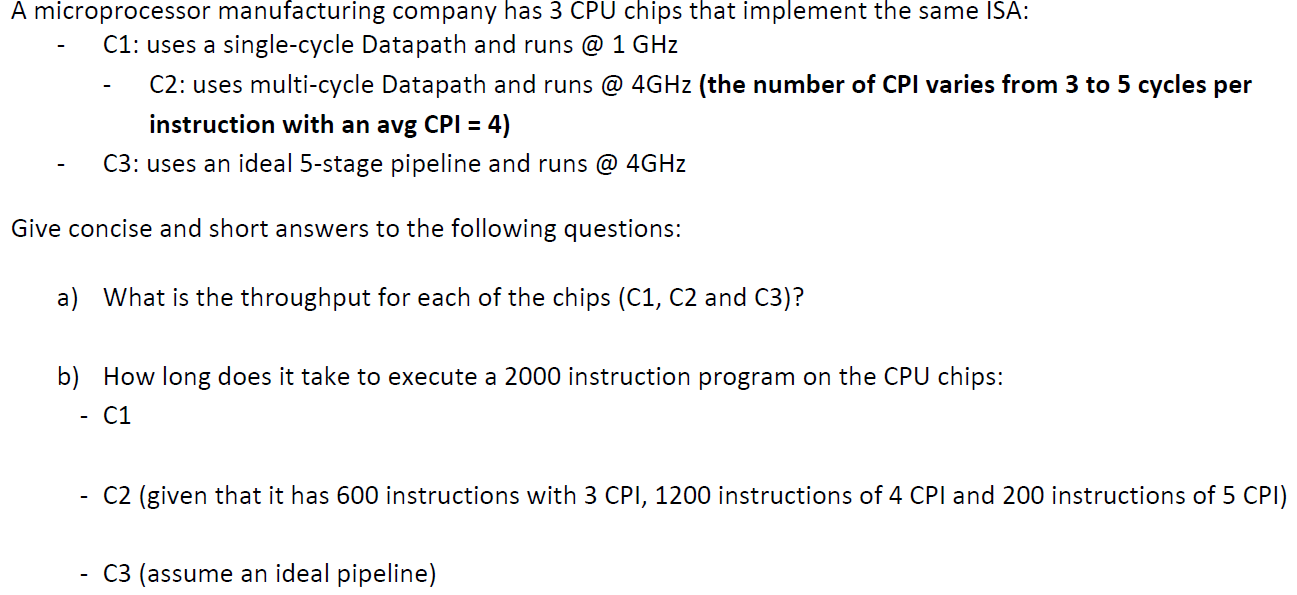 Solved A microprocessor manufacturing company has 3 ﻿CPU | Chegg.com