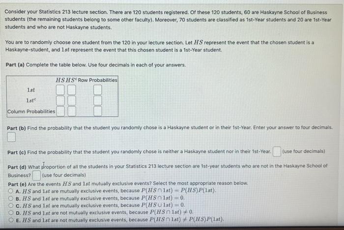 Solved Consider your Statistics 213 lecture section. There | Chegg.com