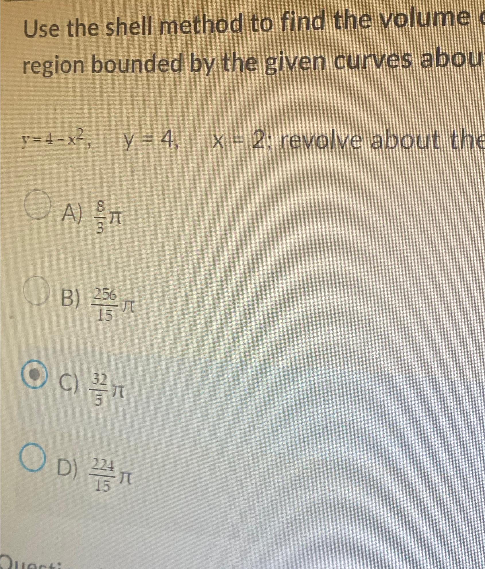Solved Use the shell method to find the volume region | Chegg.com