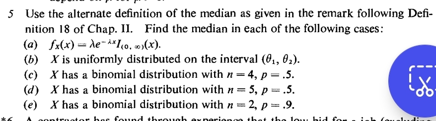 Solved 5 ﻿Use the alternate definition of the median as | Chegg.com