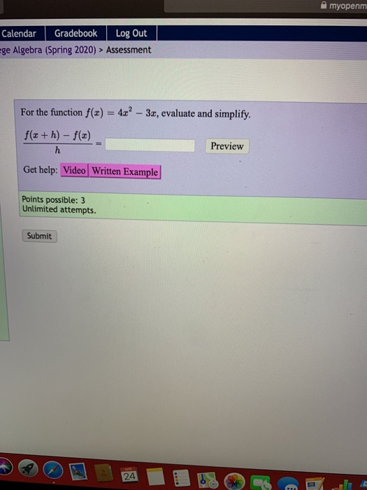 Solved dit View History Bookmarks Window Help myopenmath. | Chegg.com