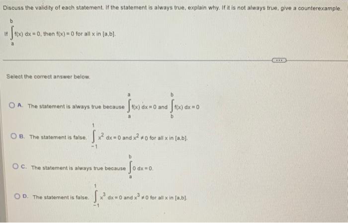 Solved Discuss the validity of each statement. If the | Chegg.com