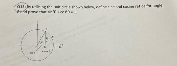 Solved Q13: By utilising the unit circle shown below, define | Chegg.com