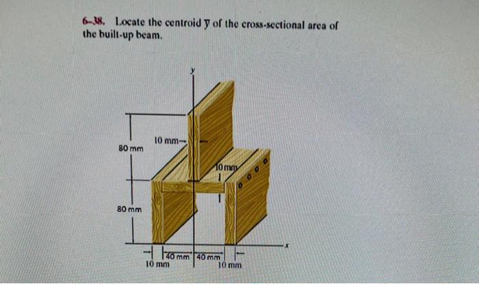 Solved 6-38. Locate the centroid y of the cross-sectional | Chegg.com