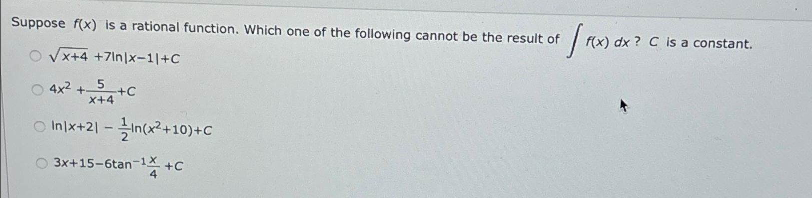 Solved Suppose f(x) ﻿is a rational function. Which one of | Chegg.com