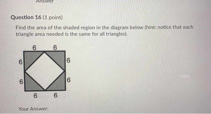 Solved Find the area of the shaded region in the diagram | Chegg.com