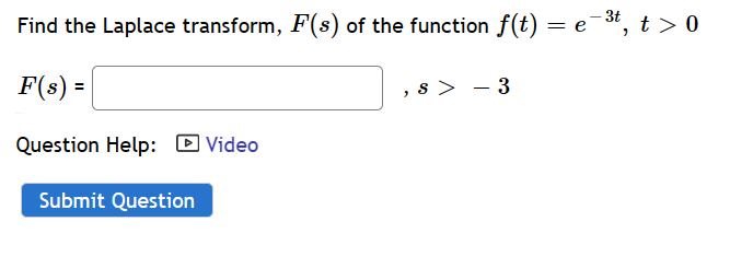 Solved Find the Laplace transform, F(s) ﻿of the function | Chegg.com