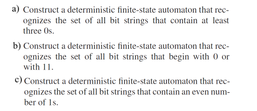 Solved a) ﻿Construct a deterministic finite-state automaton | Chegg.com