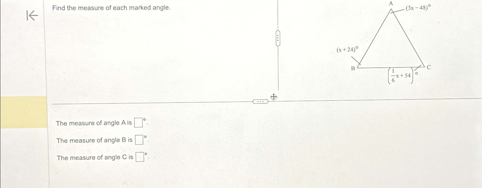 Solved Find the measure of each marked angle.The measure of | Chegg.com