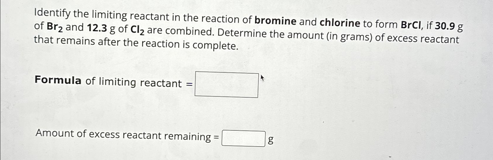 Solved Identify the limiting reactant in the reaction of | Chegg.com