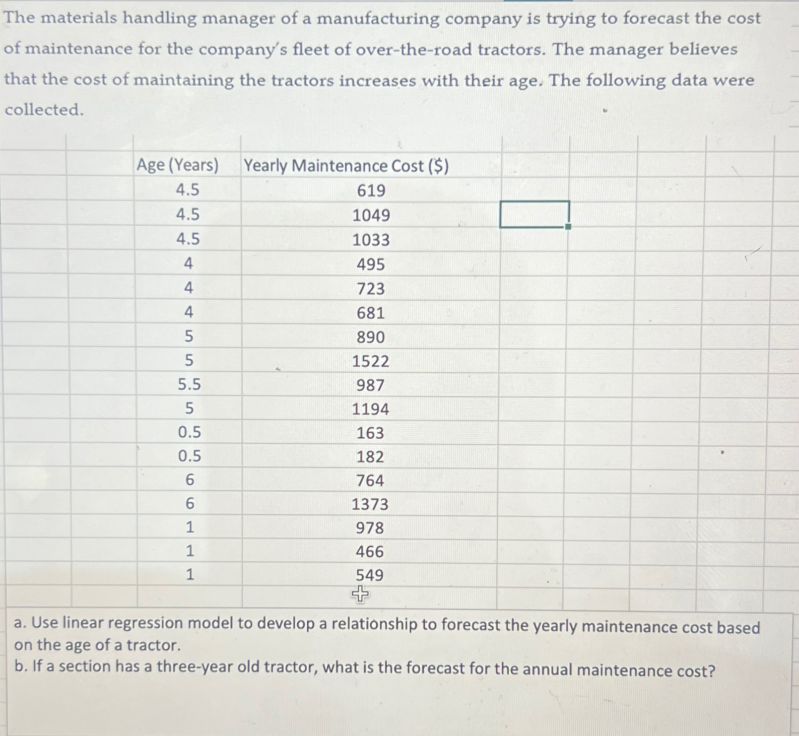 Solved The materials handling manager of a manufacturing | Chegg.com