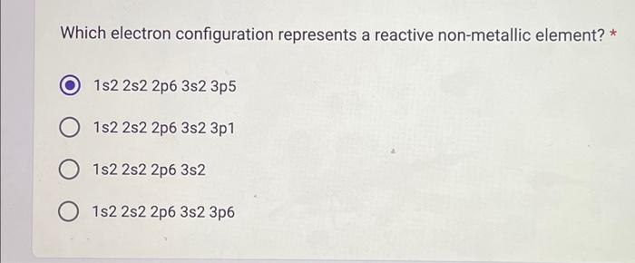 Solved Which electron configuration represents a reactive | Chegg.com