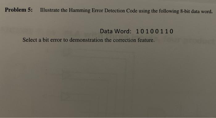 Solved Problem 5: Illustrate the Hamming Error Detection | Chegg.com