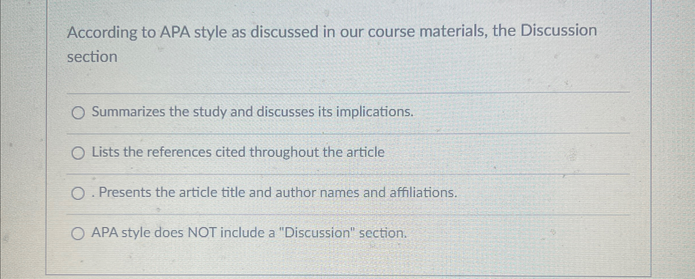 Solved According to APA style as discussed in our course | Chegg.com