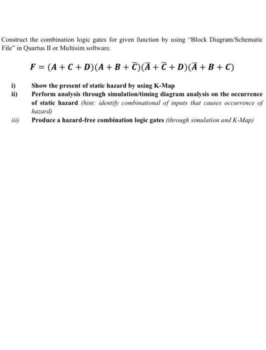 Solved Construct the combination logic gates for given | Chegg.com