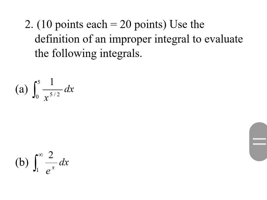 Solved 2. (10 points each =20 points ) Use the definition of | Chegg.com Solved 2. (10 points each =20 points ) Use the definition of | Chegg.com