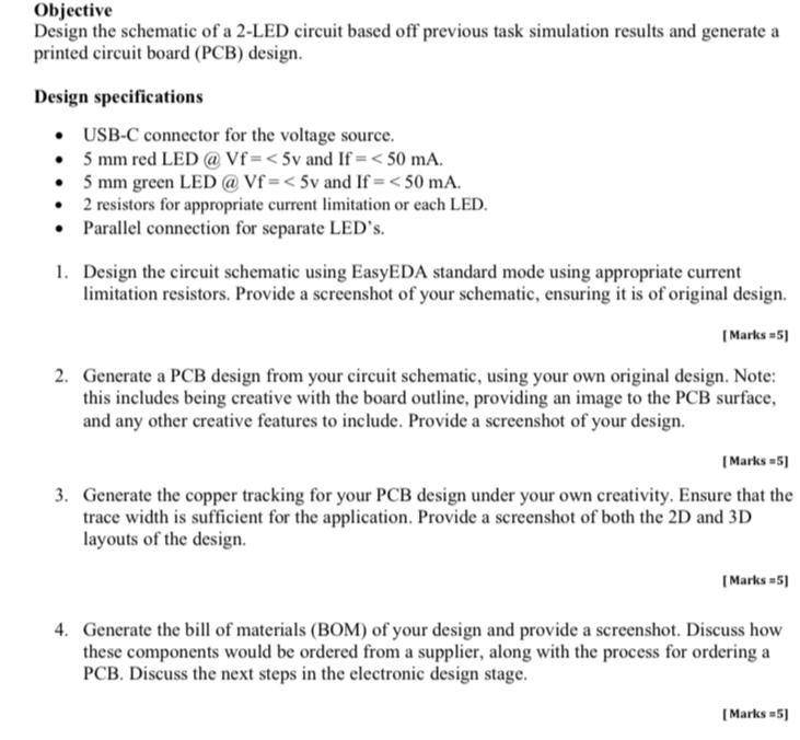 Solved Objective Design the schematic of a 2-LED circuit | Chegg.com