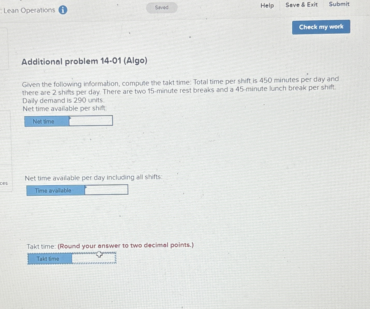 Solved Lean Operations(i)SavedHelpSave & | Chegg.com