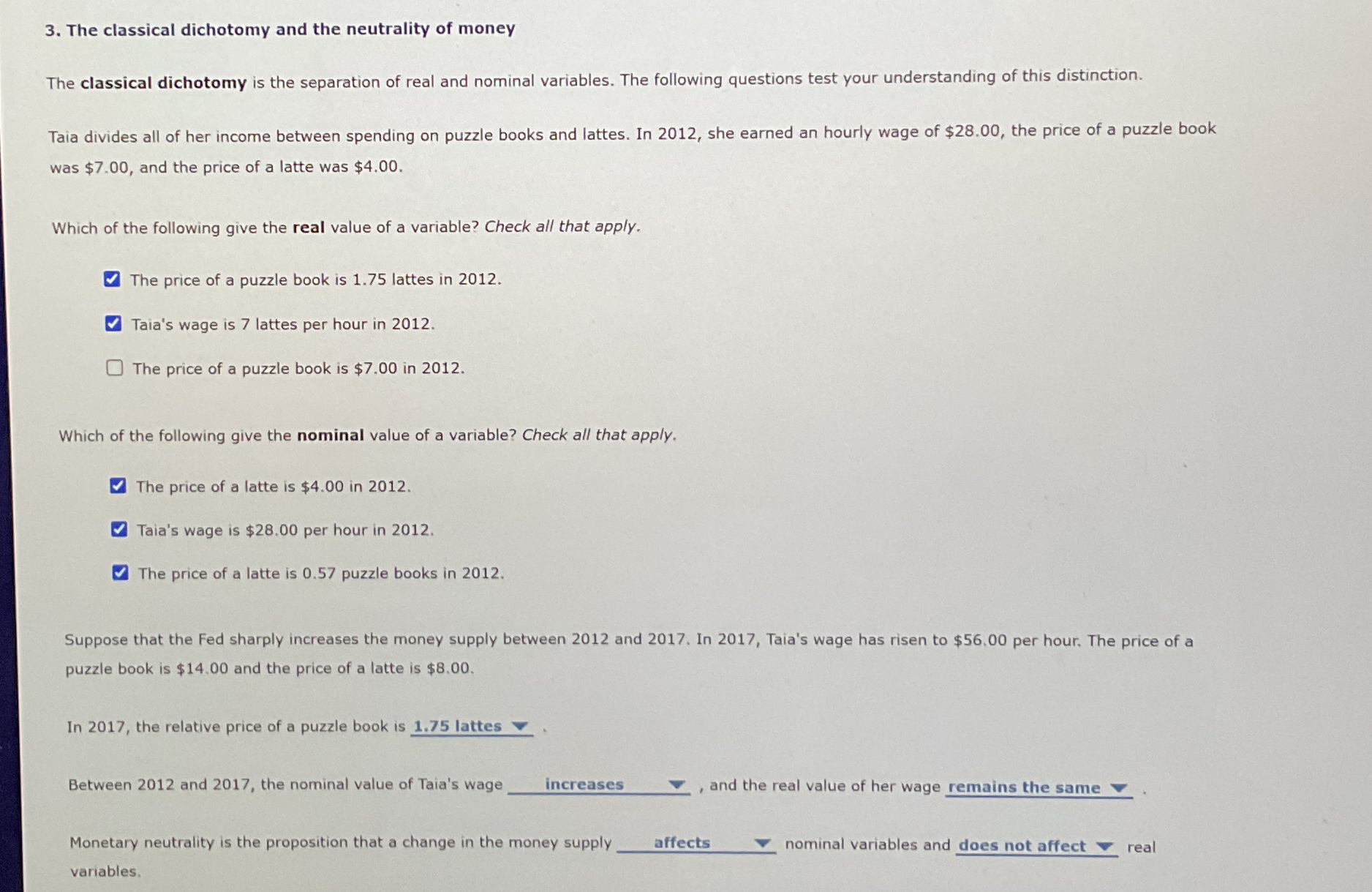 Solved The classical dichotomy and the neutrality of | Chegg.com