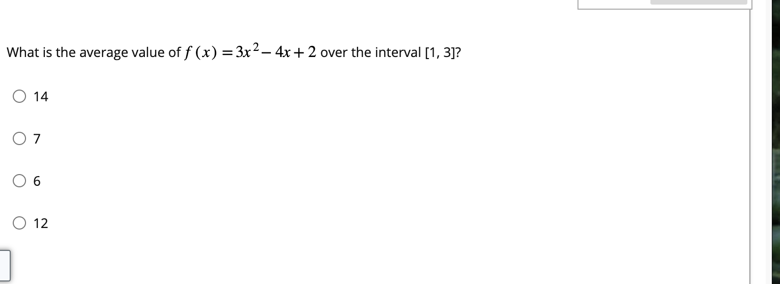 Solved What is the average value of f(x)=3x2-4x+2 ﻿over the | Chegg.com