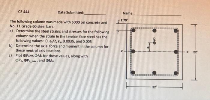 Solved The following column was made with 5000psi concrete | Chegg.com