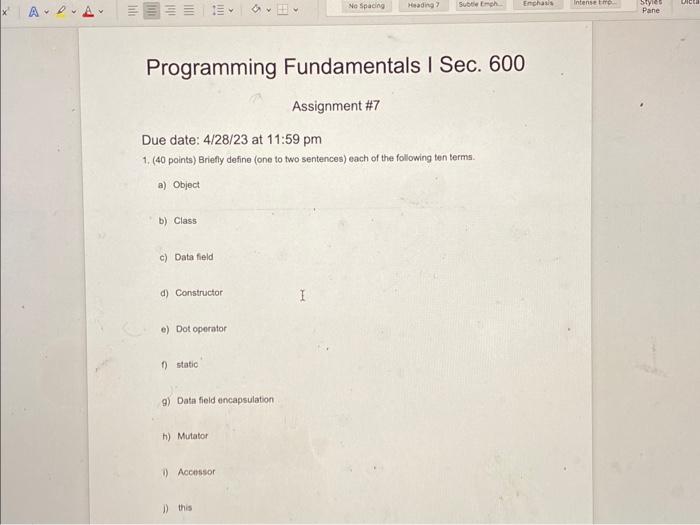 Solved Assignment \#7 Due date: 4/28/23 at 11:59pm 1. (40 | Chegg.com