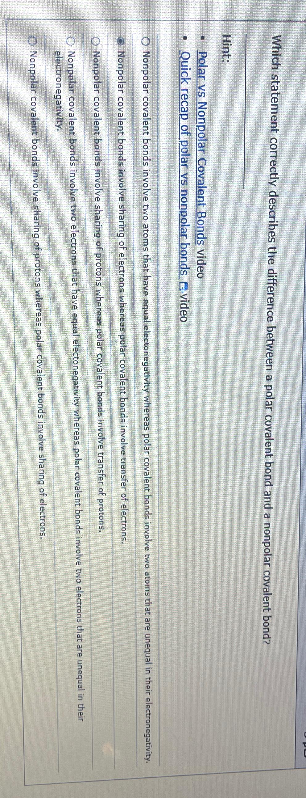 Solved Which statement correctly describes the difference | Chegg.com