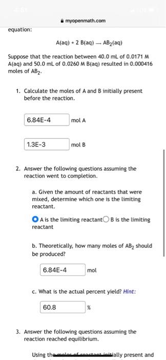 Solved b. Calculate Keq for the reaction. To do this, three | Chegg.com
