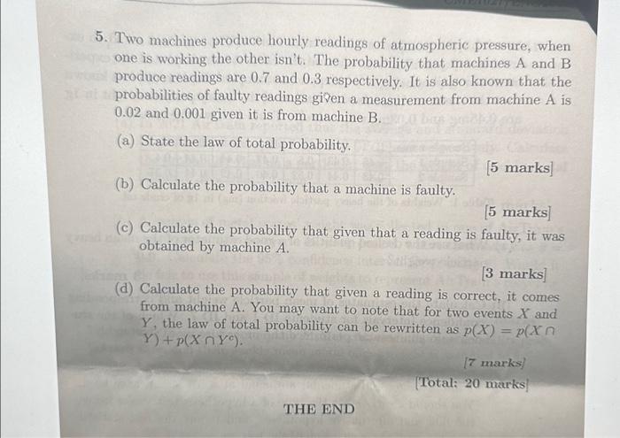 Solved 5. Two machines produce hourly readings of | Chegg.com