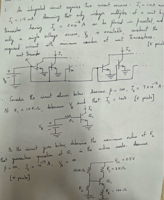 Solved 1 An integrated circuit requires two curent sourus: | Chegg.com