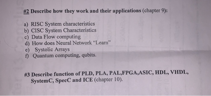 Solved #2 Describe how they work and their applications | Chegg.com