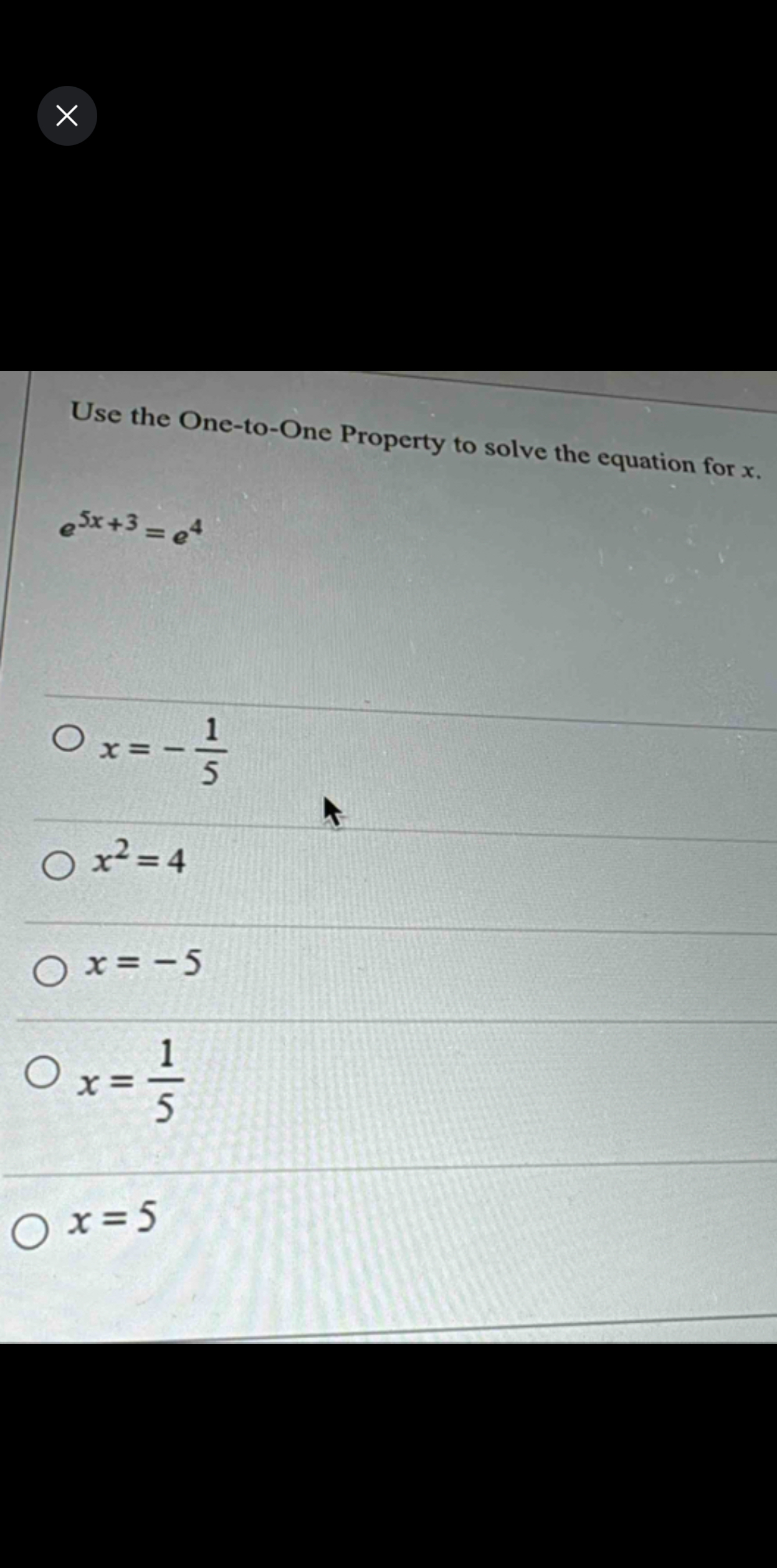 Use the One-to-One Property to solve the equation for | Chegg.com