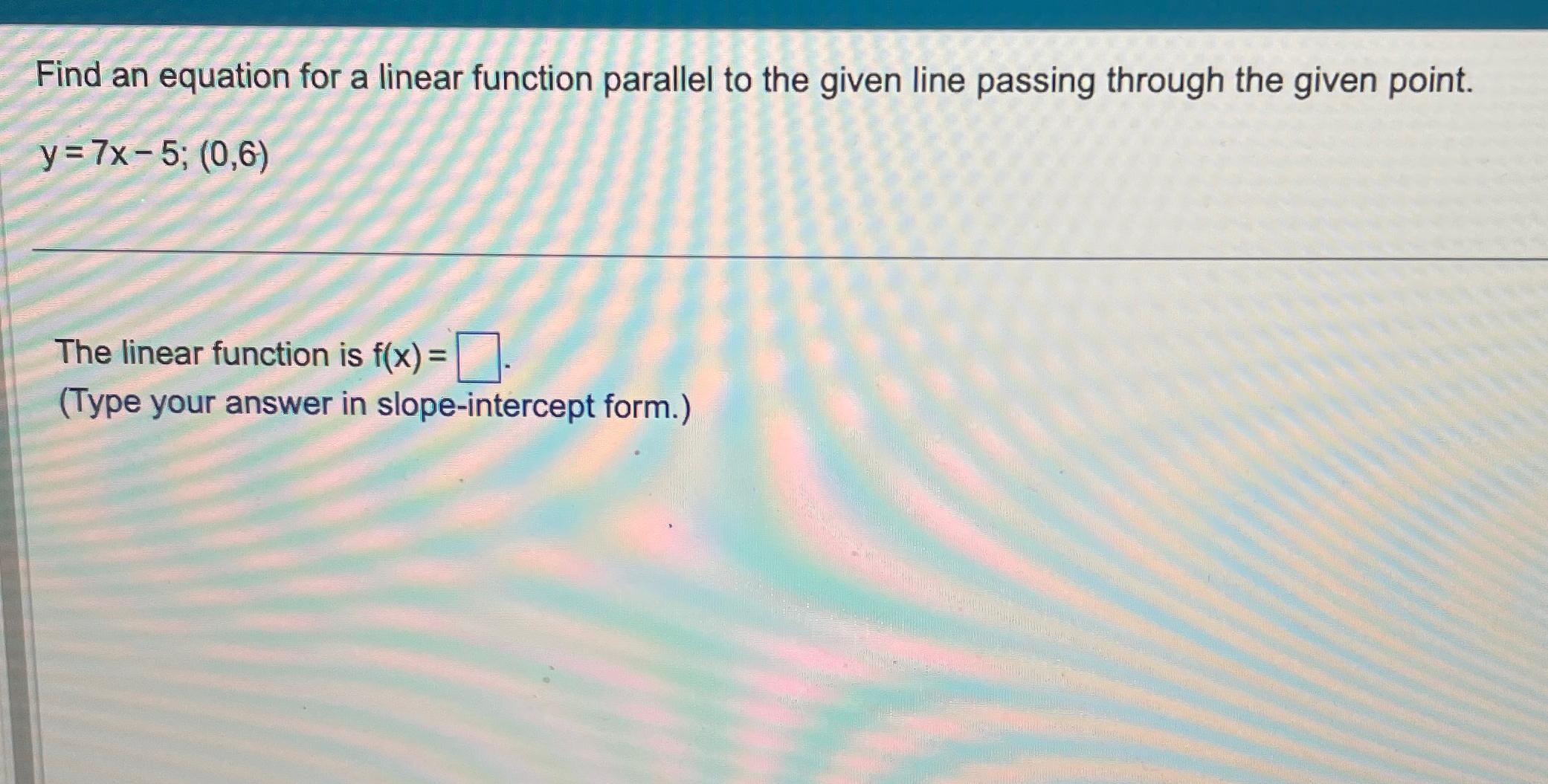 Solved Find an equation for a linear function parallel to | Chegg.com