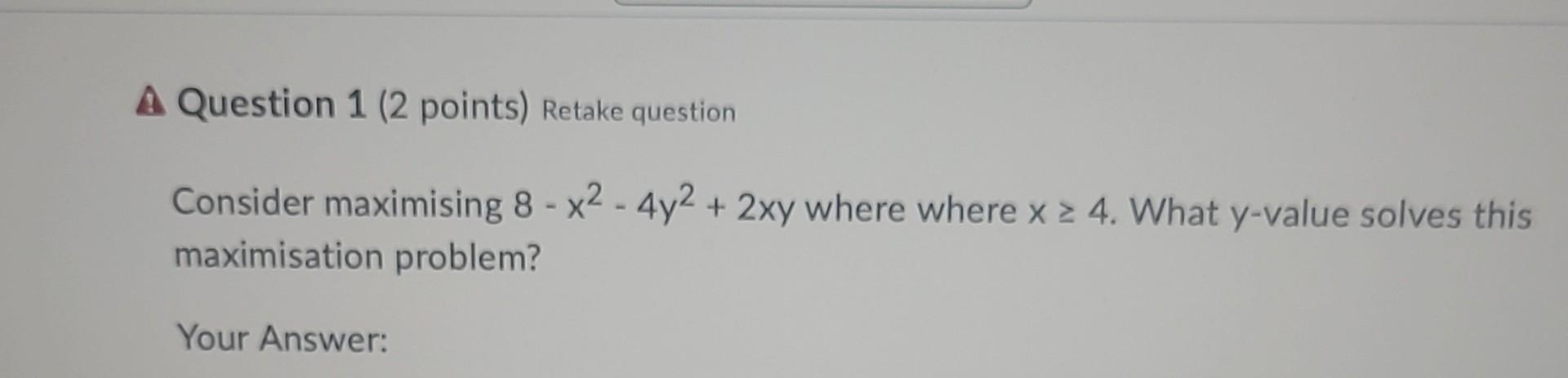 Solved A Question 1 (2 points) Retake question Consider | Chegg.com