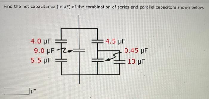 Solved Find the net capacitance (in μF ) of the combination | Chegg.com