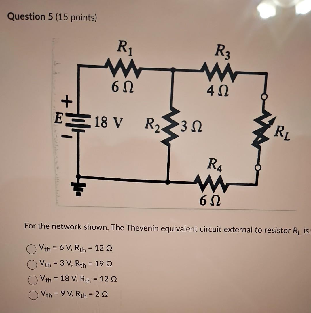Solved Question 5 (15 points) For the network shown, The | Chegg.com