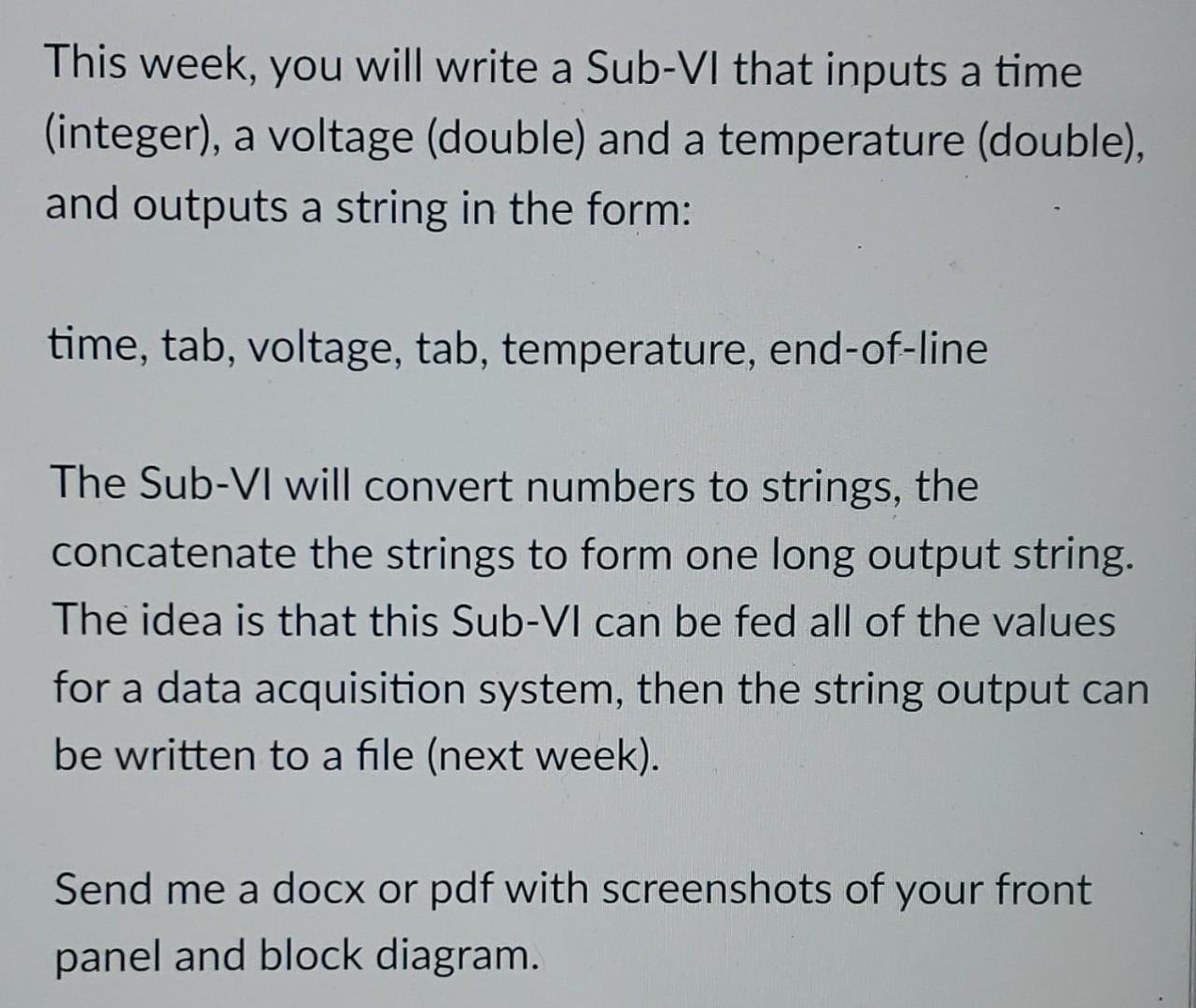 Solved This week, you will write a Sub-VI that inputs a time | Chegg.com