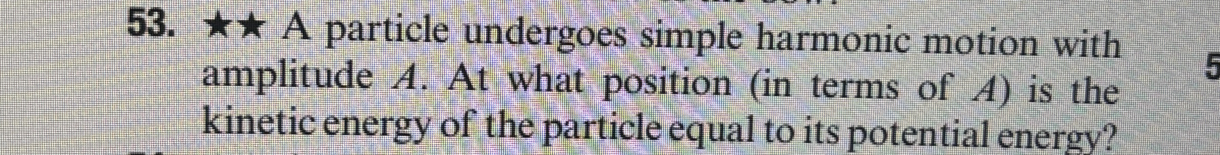 Solved ****** ﻿A particle undergoes simple harmonic motion | Chegg.com