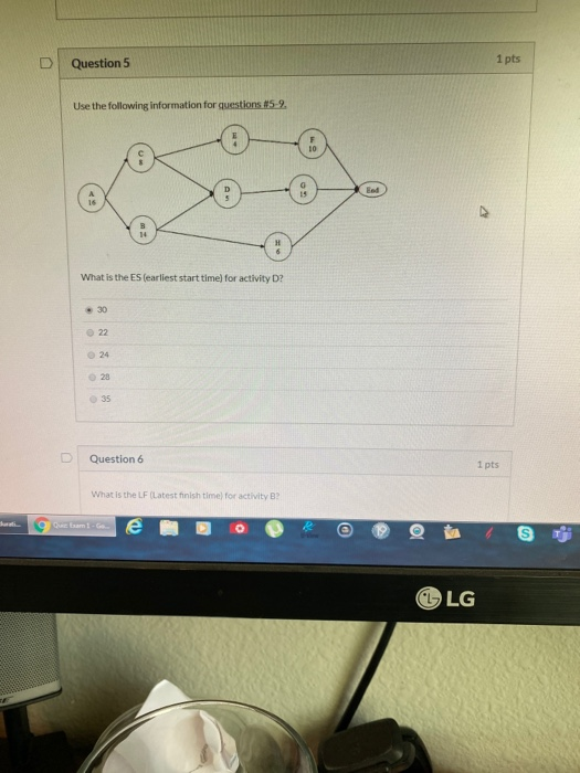 Solved Question 5 1 pts Use the following information for | Chegg.com