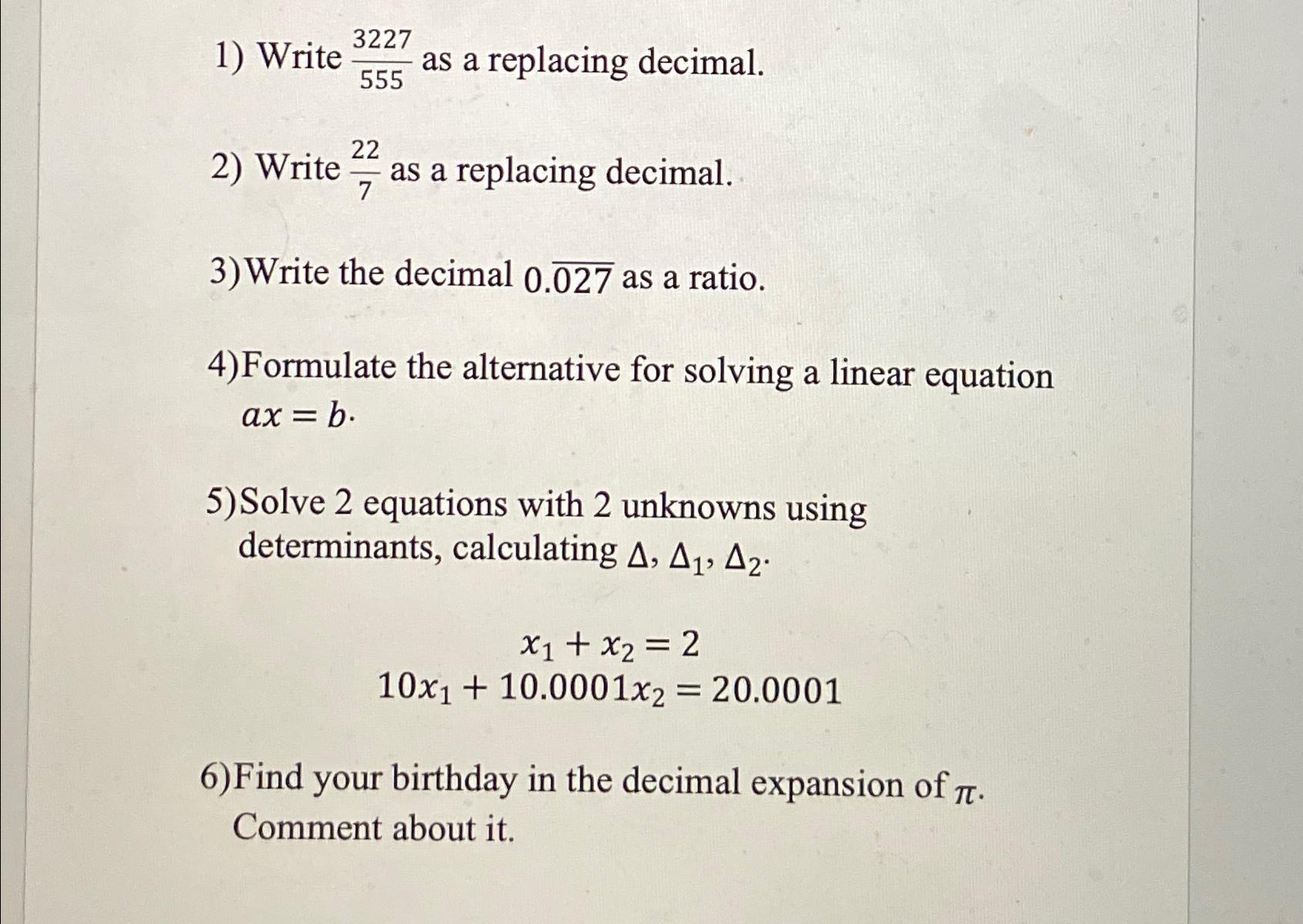 Solved Write 3227555 ﻿as a replacing decimal.Write 227 ﻿as a | Chegg.com