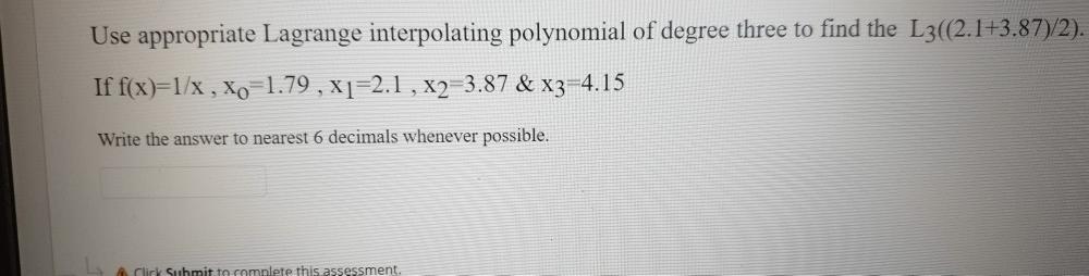 Solved Use appropriate Lagrange interpolating polynomial of | Chegg.com