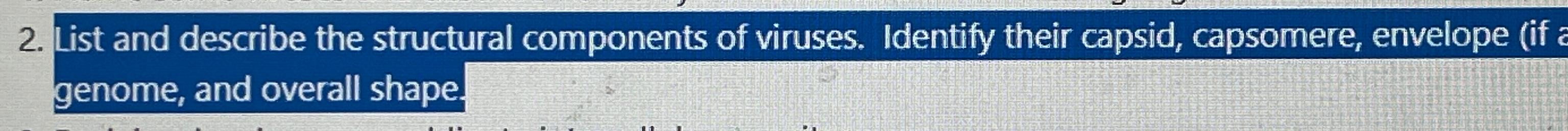 Solved List and describe the structural components of | Chegg.com