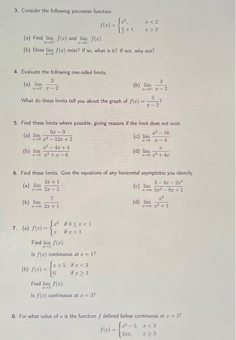 Solved 1. The introduction to limits in the lecture notes | Chegg.com