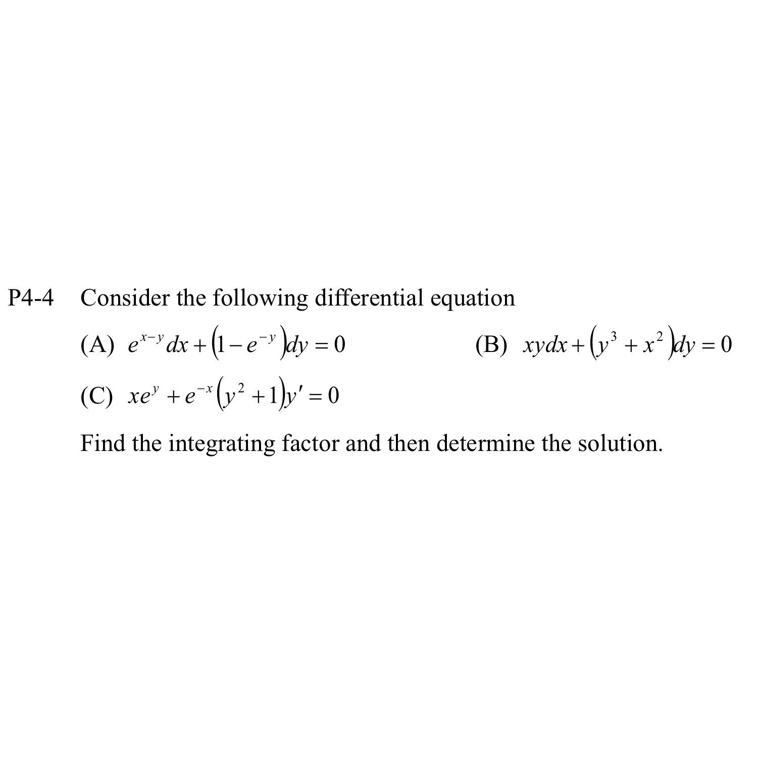 Solved P4-4 ﻿Consider the following differential | Chegg.com