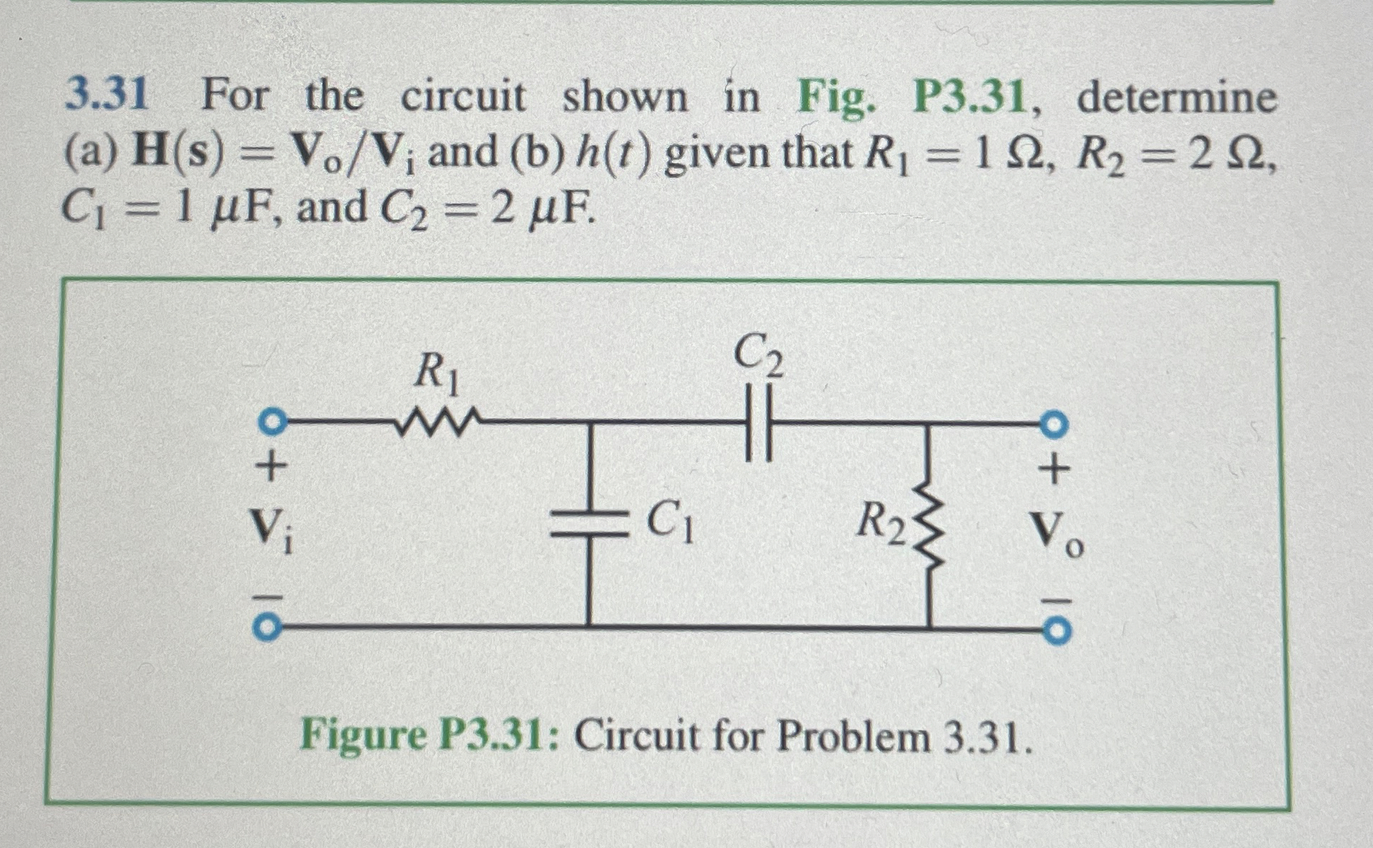 Solved *3.32 ﻿For the circuit shown in Fig. P3.32, | Chegg.com