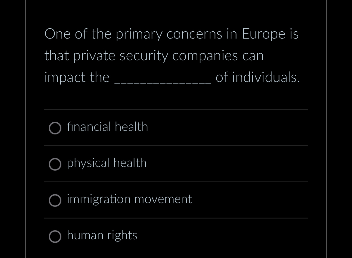 Solved One of the primary concerns in Europe is that private | Chegg.com