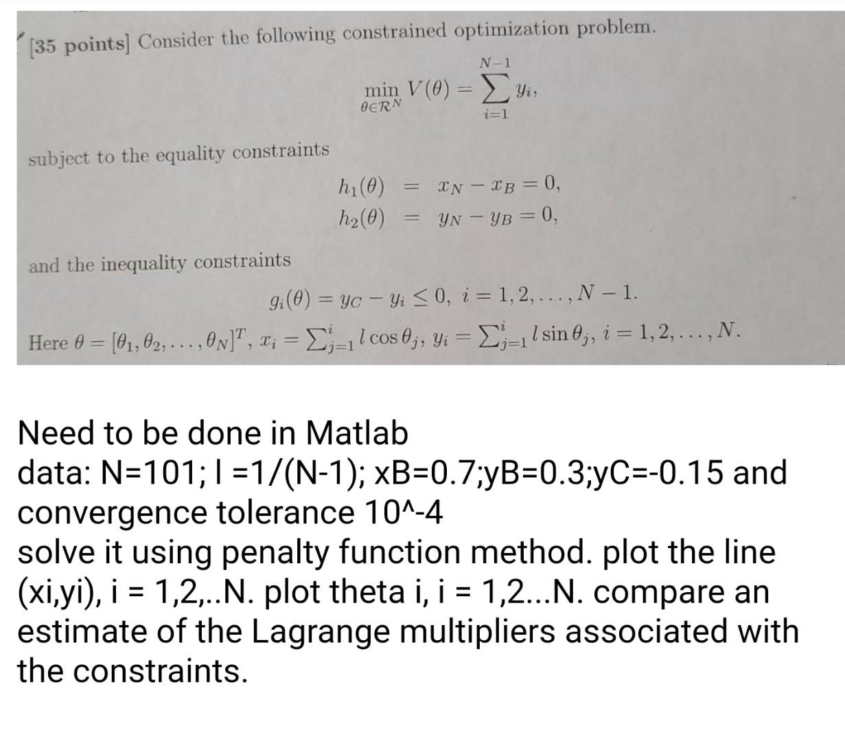 [35 points] Consider the following constrained | Chegg.com