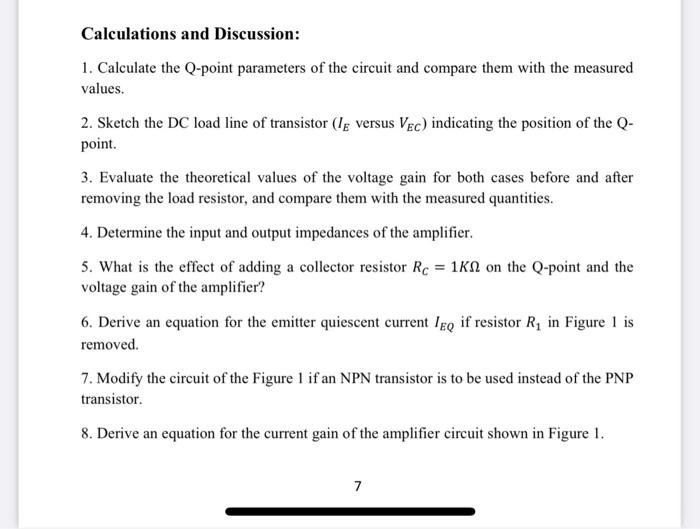 Solved 1. Calculate the Q-point parameters of the circuit | Chegg.com
