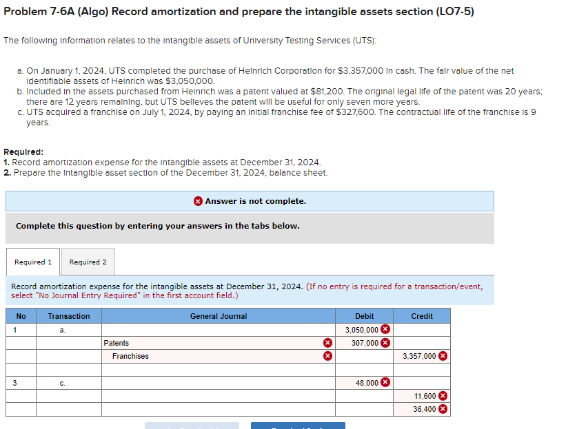 Solved Problem 7-6A (Algo) ﻿Record amortization and prepare | Chegg.com